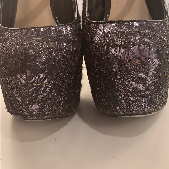 H by Halston | Shoes | H By Halston Silver Shoes With Black Lace ...